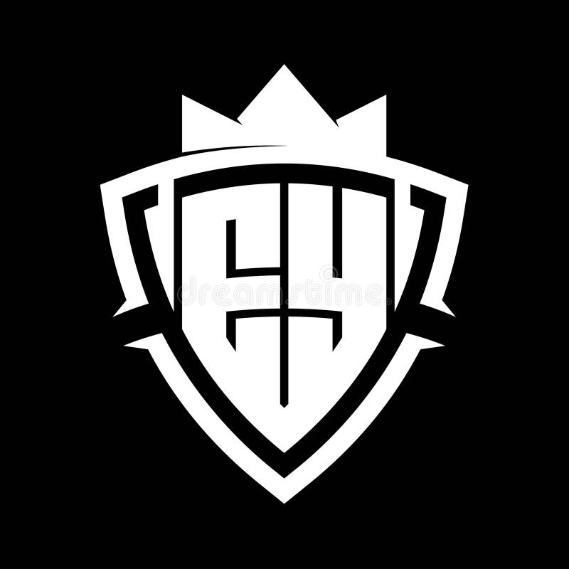 EY Letter Monogram with Triangle Curve Shield Shape with Crown White ...