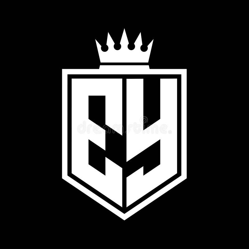 EY Logo Monogram Bold Shield Geometric Shape with Crown Outline Black ...