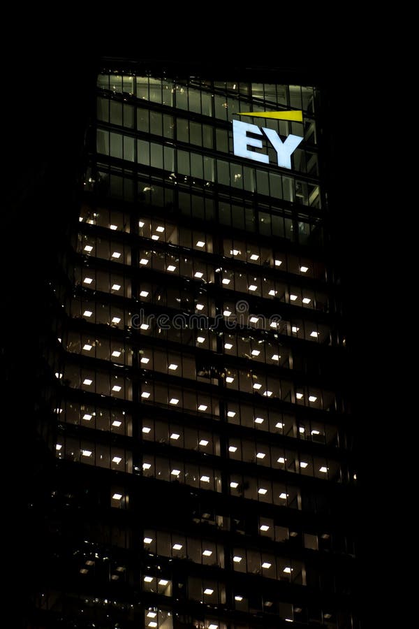 EY sign on the building editorial image. Image of logo - 313315205