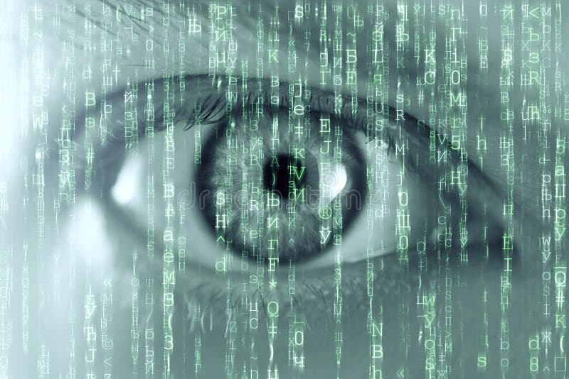 Eye stock image. Image of speed, green, matrix, binary - 13259873