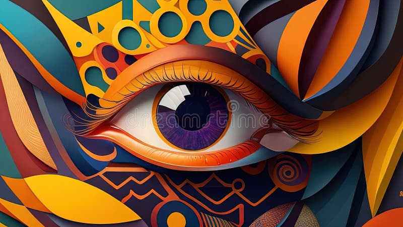 Eye with Abstract Ornament. Psychedelic Background Stock Illustration ...