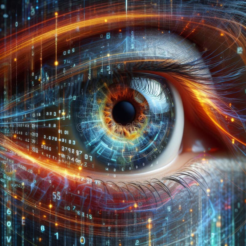 Eye with Advanced Cybernetic and Digital Features Stock Photo - Image ...