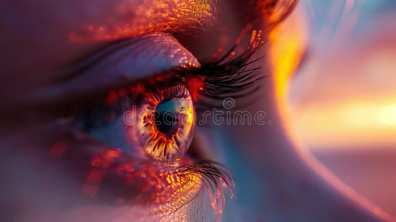 Eye Amazingly Beautiful and Colourful Sunset Reflected Inside a Person ...