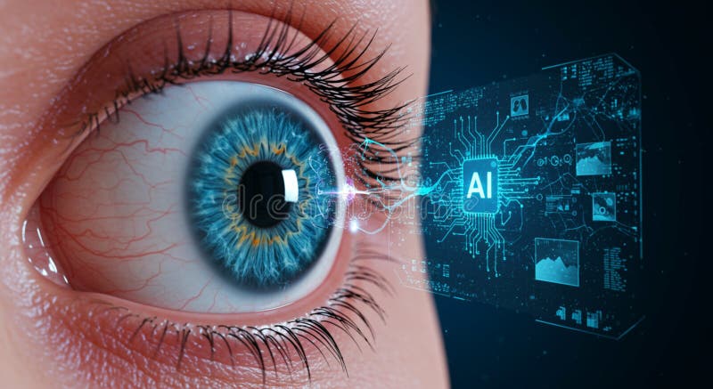 Eye with Artificial Intelligence Integration Displaying Futuristic ...