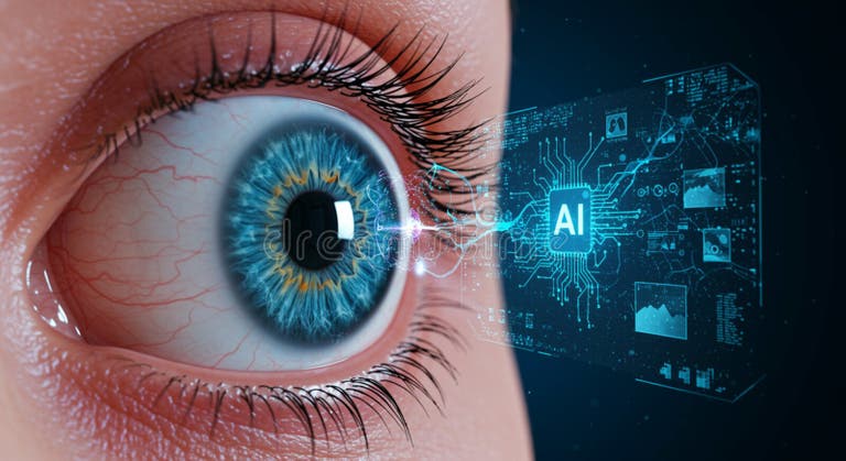 Eye with Artificial Intelligence Integration Displaying Futuristic Technology Stock Illustration ...