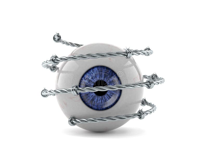 Eye ball with barbed wire stock illustration. Illustration of security ...
