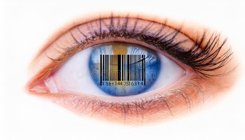 Eye with Barcode EAN, European Article Number, on Iris Stock ...