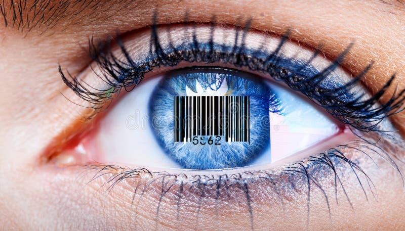 Eye with Barcode EAN, European Article Number, on Iris Stock ...