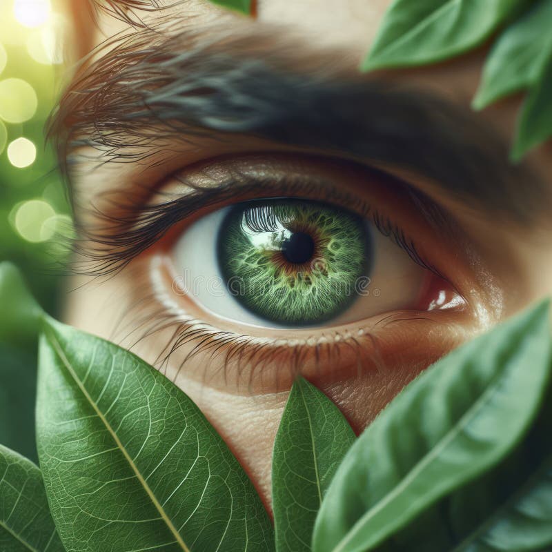 Eye Behand Green Leaves Isolated on Bokeh Green Leaves Bokeh Green ...