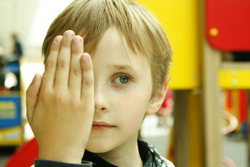 Eye behind hand stock image. Image of face, child, person - 9812749