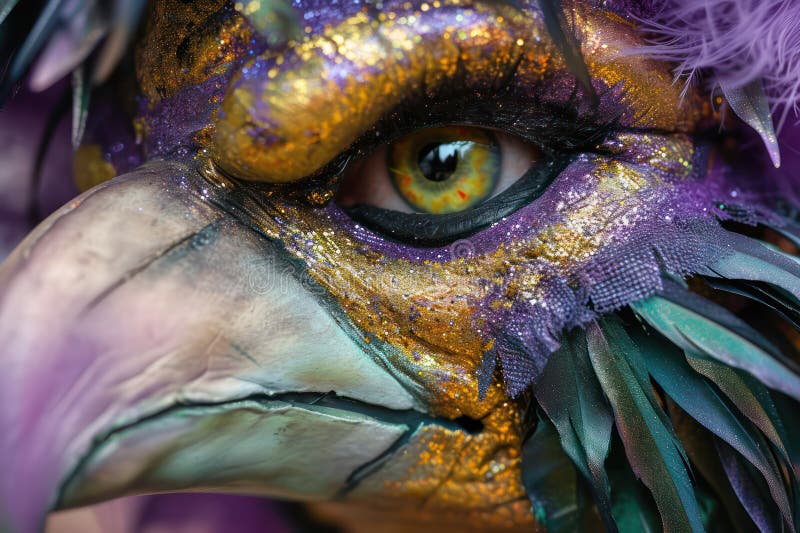 Eye in Bird Mask at Mardi Gras Carnival Close-up. Generative AI Stock ...