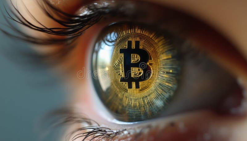 Eye with Bitcoin Symbol in Reflection Stock Image - Image of symbol ...