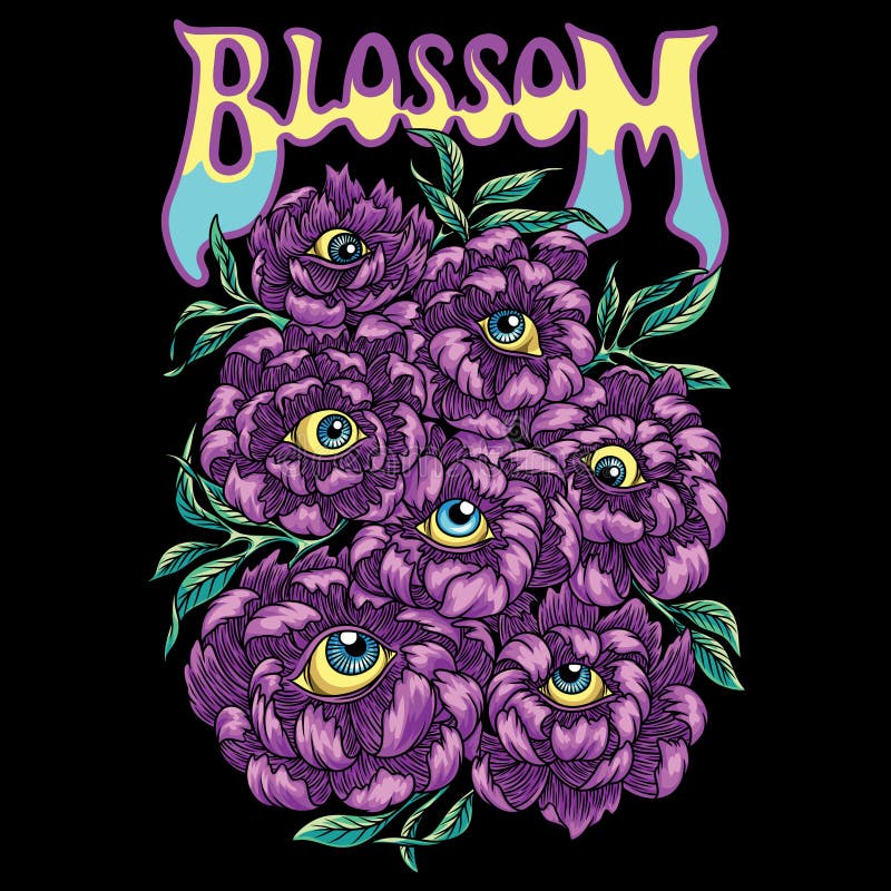 Eye Bloom with Text Illustration Stock Vector - Illustration of petal ...