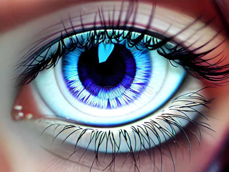 Eye with Blue Eyes, Close Up, AI Generated Stock Illustration ...