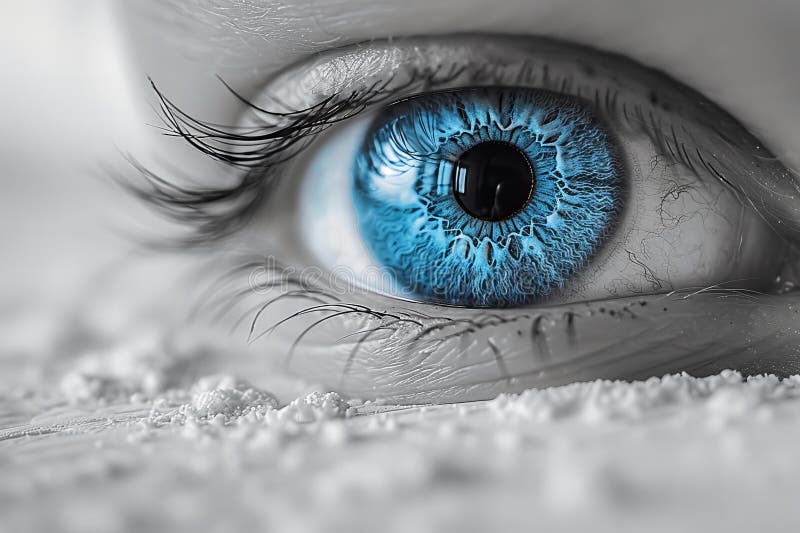 An Eye with Blue Iris Laying on a White Surface, High Quality, High ...