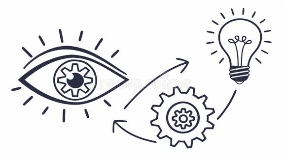 Eye with Brain Gears, Vision and Cognitive Process Concept Vector ...