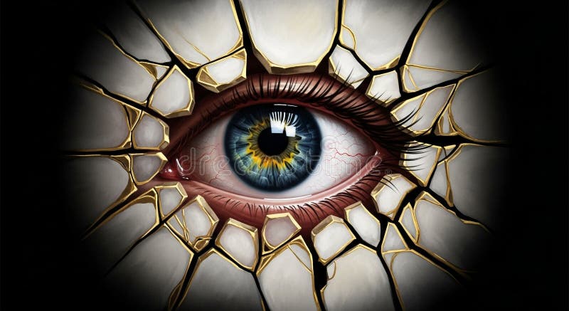Eye Breaking through Cracked Surface Stock Illustration - Illustration ...