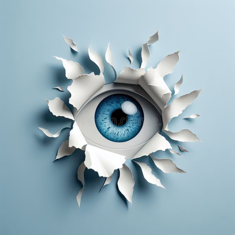 Eye Breaking through Paper stock illustration. Illustration of unique ...