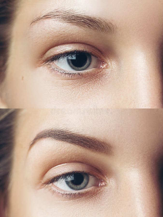 Eye brows before after stock photo. Image of makeup - 107324900