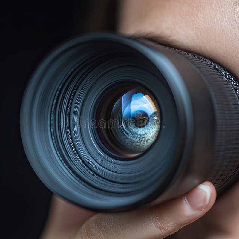 Eye in Camera Lens stock illustration. Illustration of pupil - 350184897