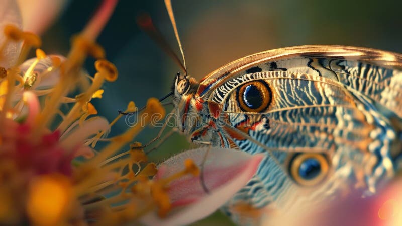 The Eye Captures a Striking Reflection of a Colorful Butterfly Perched ...