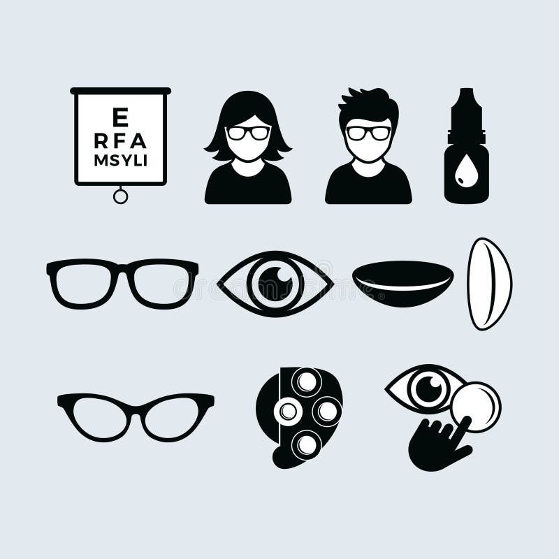 Eye Care Optics Icon Set Vector Stock Illustration - Illustration of ...