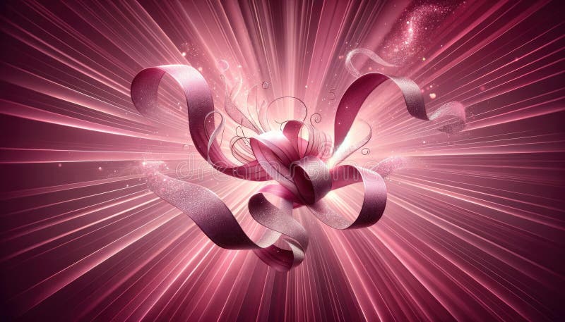 Abstract Pink Ribbon Art with Sparkles and Light Rays, AI Generated ...