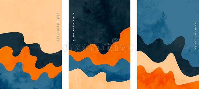 Eye Catching Abstract Fluid Curvy Poster in Set of Three Stock Vector ...