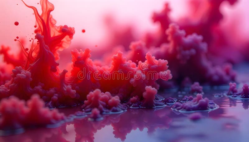 An Eye-catching Abstract Scene of Red and Pink Fluid Forms with a ...
