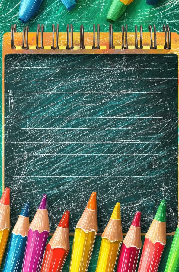 Colorful Back To School Background with Chalkboard and Vibrant Colored ...