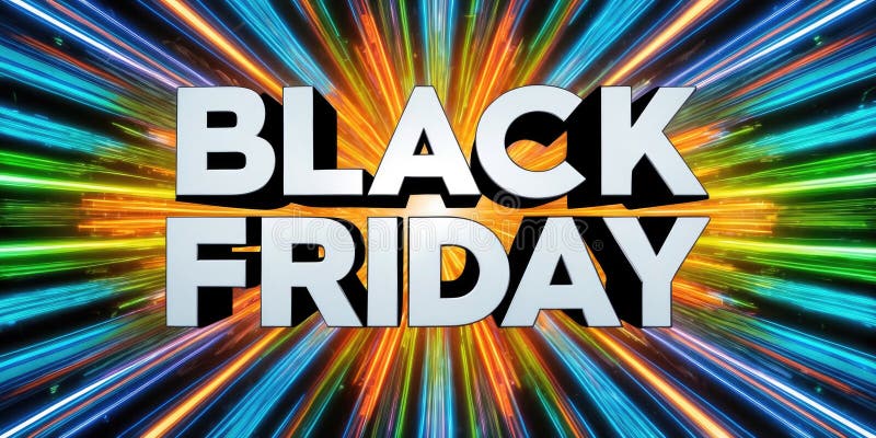 Eye-catching Black Friday Text with Vibrant Rays of Color Radiating ...