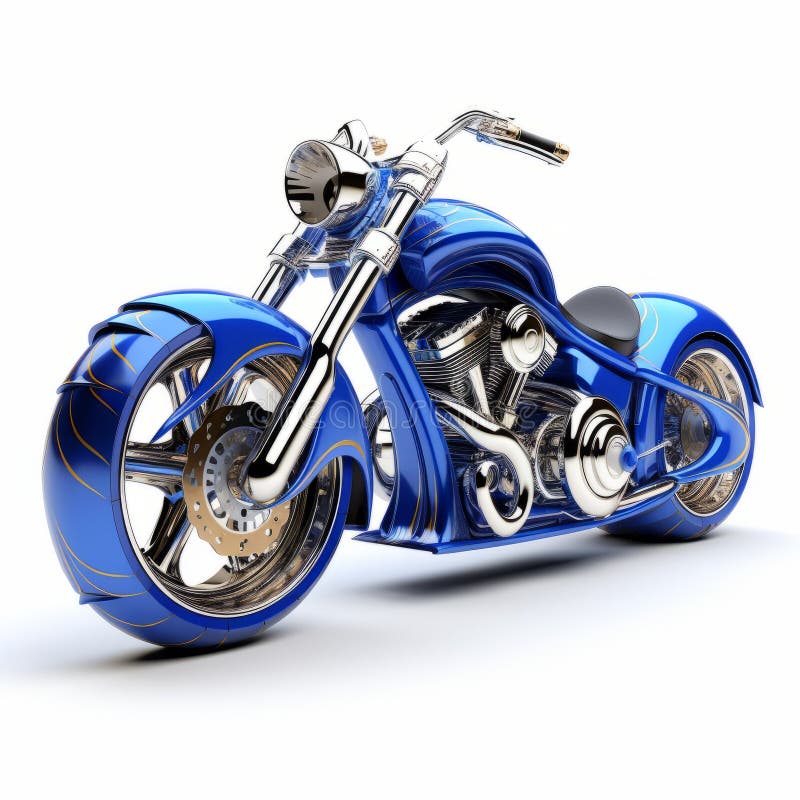 Eye-catching Blue Motorcycle with Chrome Wheels - Photorealistic 3d ...