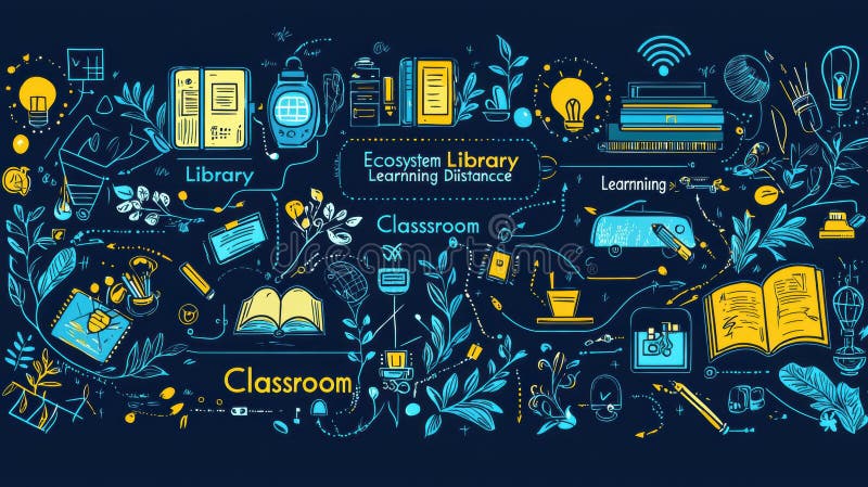 Discover the World of Knowledge: a Vibrant Illustration of a Library ...