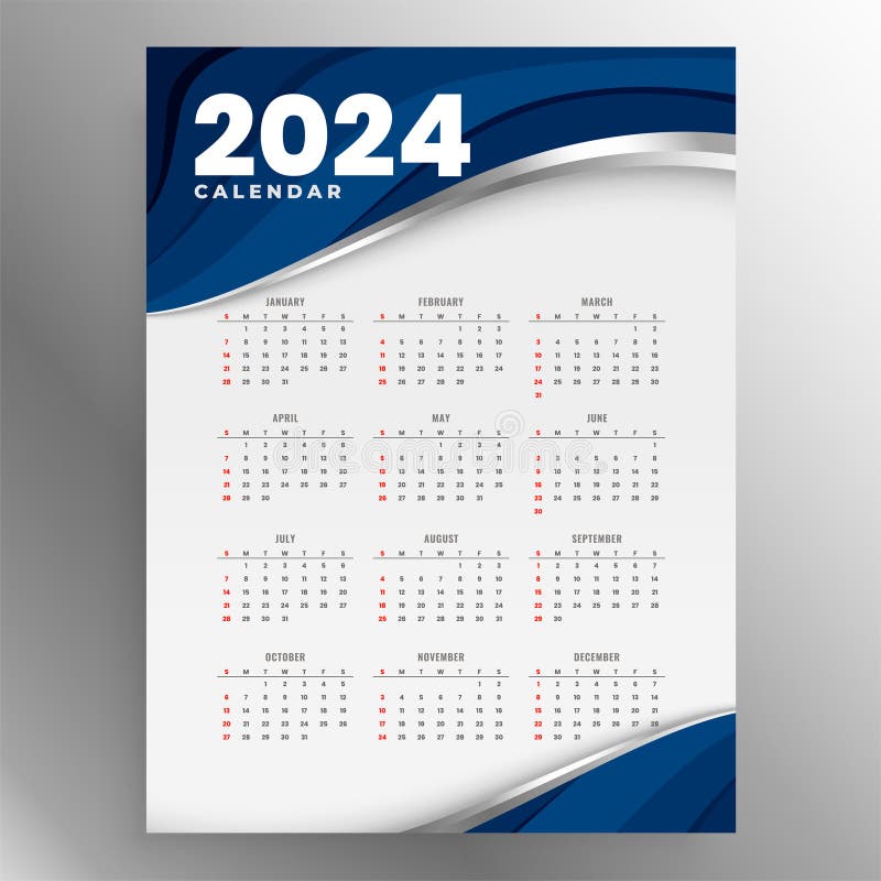Eye Catching 2024 Business English Calendar Layout Schedule Annual Task ...