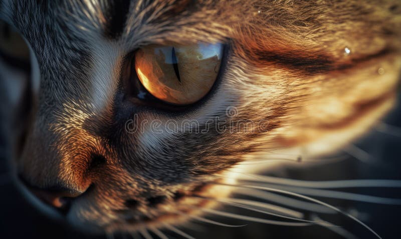 Eye-catching Cat S Eye with Water Reflection in Macro Photography Stock ...