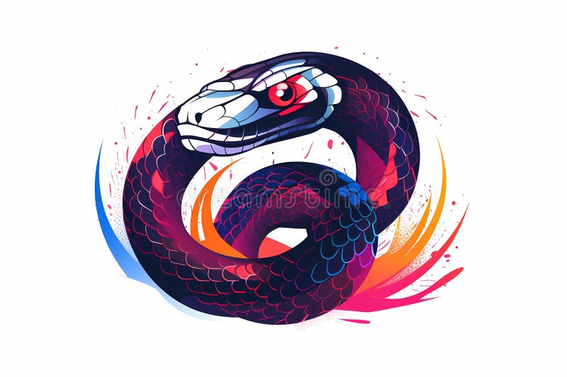Circle Line Drawing in Flat Vector Logo Style of a Snake (Generative AI ...