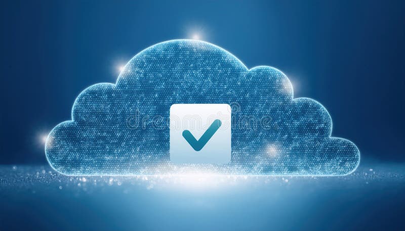 Eye-catching Cloud Featuring a Check Mark Symbol in a Digital Space ...