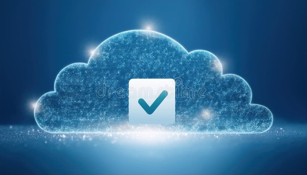Eye-catching Cloud Featuring a Check Mark Symbol in a Digital Space ...