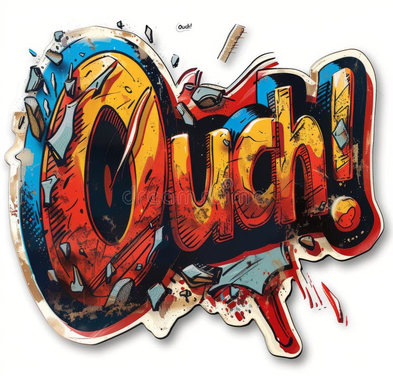 Comic Book Style Illustration with the Word Ouch! in Vibrant Colors and ...
