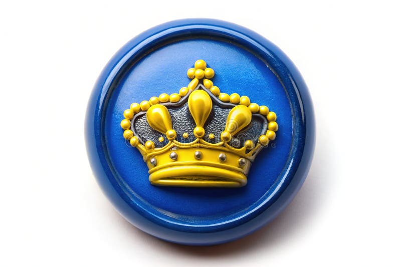 Eye-Catching 3D Crown Button: Blue and Yellow Vector Illustration for ...