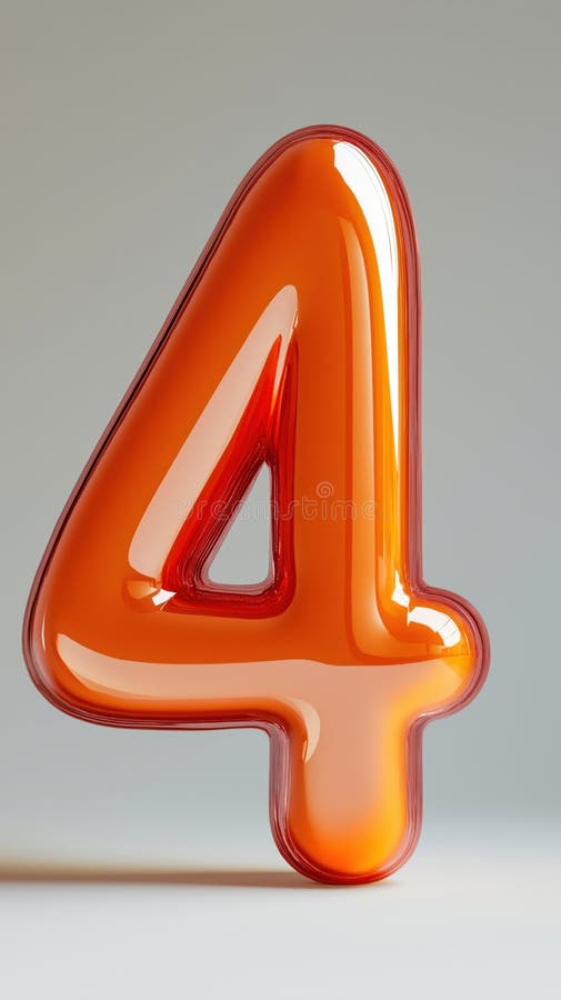 Vibrant Orange Number 4 in 3d Design Stock Illustration - Illustration ...