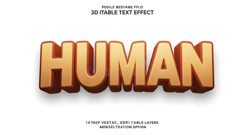 Eye-Catching 3D Text Effect: Human, Orange Tone Isolated on White ...
