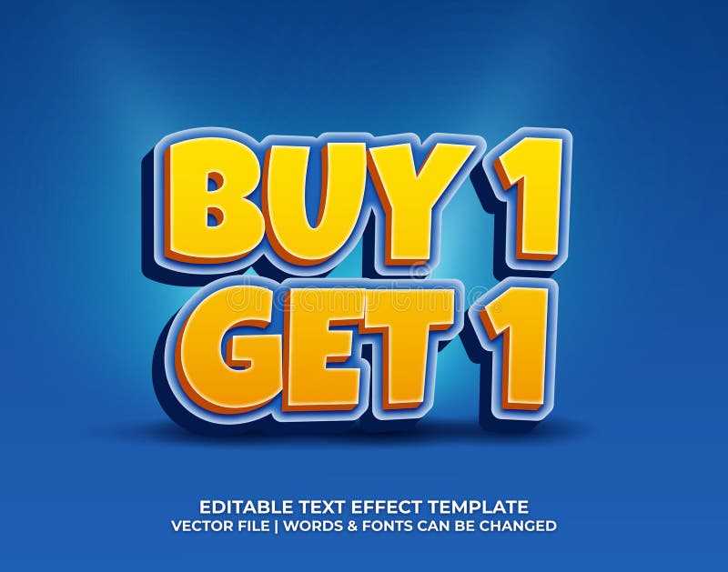 Editable 3D "Buy 1 Get 1" Text Effect Vector Template Stock Vector ...