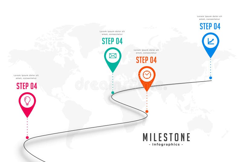 Eye-catching Four Step Infographic Milestone Template with Success Path ...
