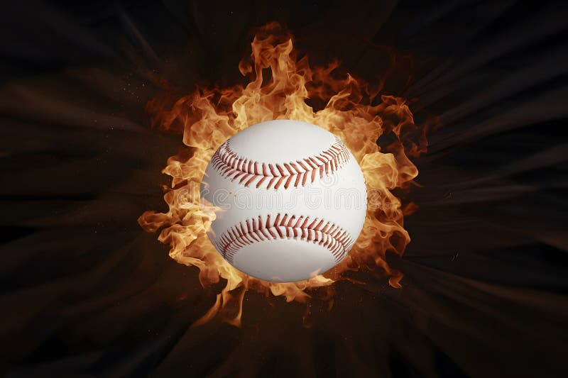 Eye Catching Image of Baseball Ball Ablaze, Capturing the Thrill and ...