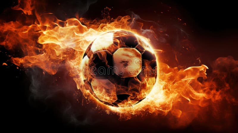 An Eye-catching Image of a Soccer Ball on Fire, Representing Passion ...