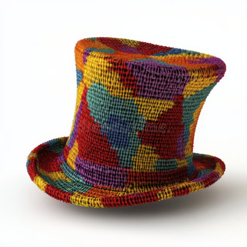 An Eye-catching Jester Hat Made from Red, White, and Blue Fabric with a ...