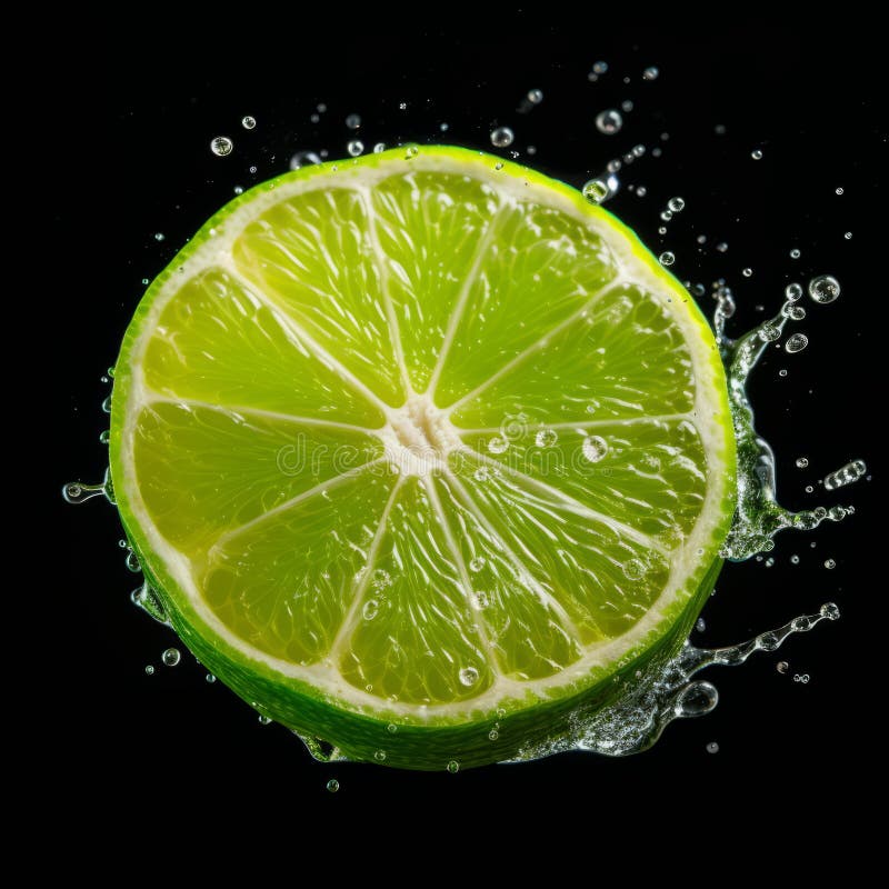 Eye-catching Lime Splash on Black Background Stock Illustration ...