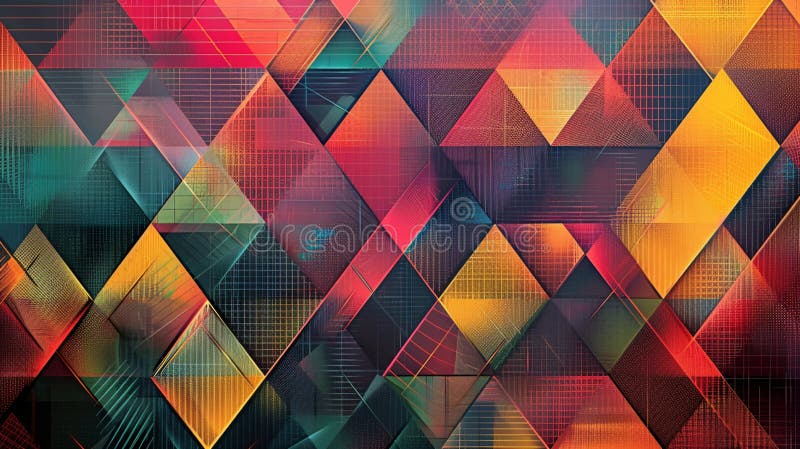 Abstract Geometric Pattern Warm Colors Modern Design Digital Art ...