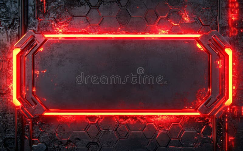 An Eye-catching Neon Hexagonal Frame with Glowing Borders on a Dark ...